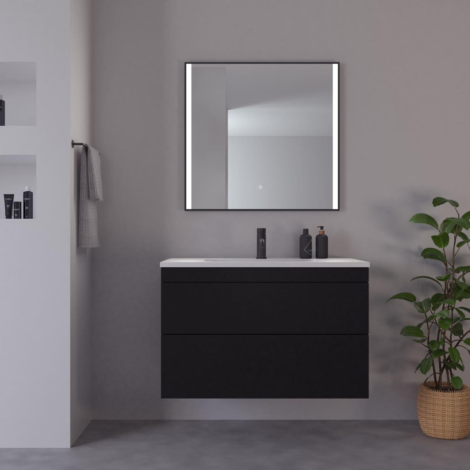 NYBORG SPEIL 80X75 MED RAMME, SORT MATT | Tempe VVS