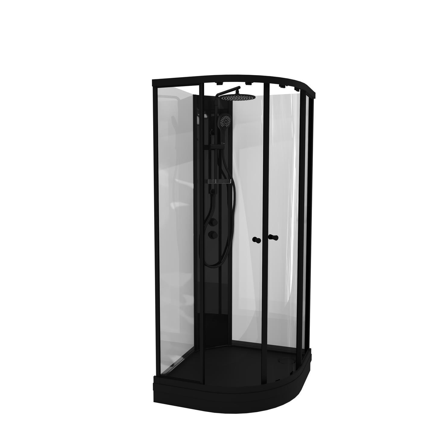 SOFIA PLUSS Dusjkabinett 90x90 SORT MATT/KLAR, AKRYL DUSJBUNN | Tempe VVS