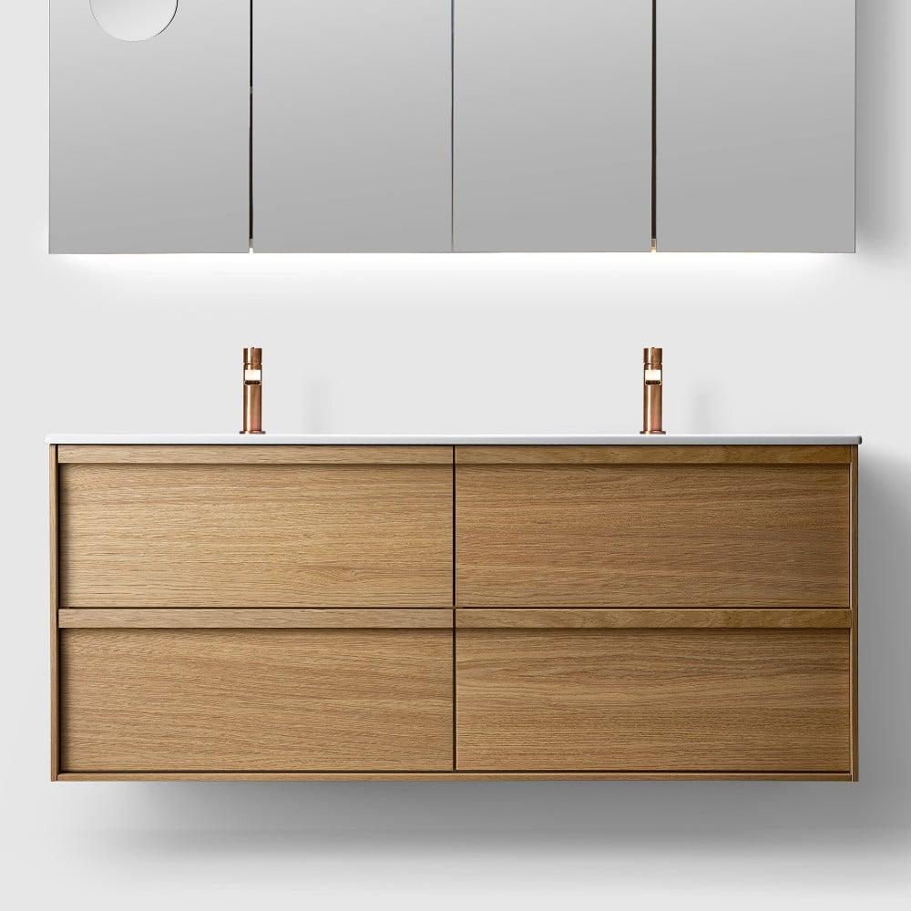 Haven H2 MØBELPAKKE DOBBEL MED PORSELENS VASK 140 Oak Wood | Tempe VVS