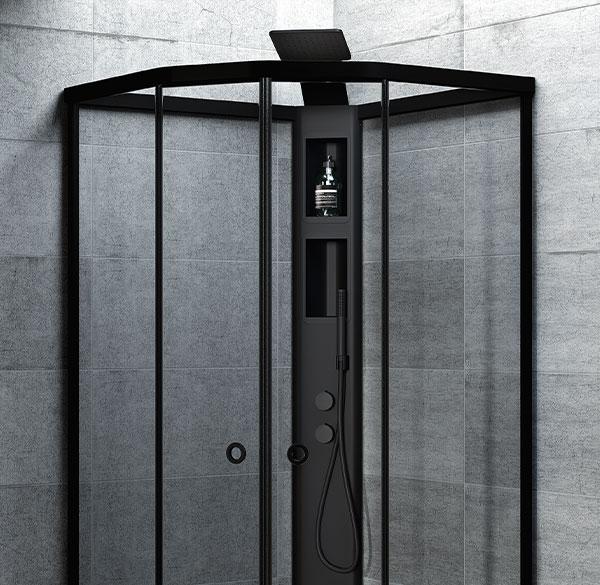 MACRO FLOW SEMI DUSJKABINETT MED INNFELT BLANDEBATTERI 90x90 SORT ...