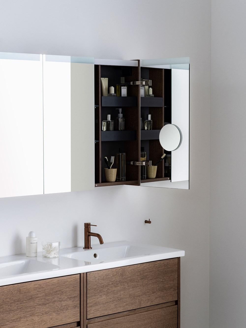 STAGE PLUS* SPEILSKAP 120 MED LYSREGULERING OG UNDERBELYSNING DARK OAK | Tempe VVS